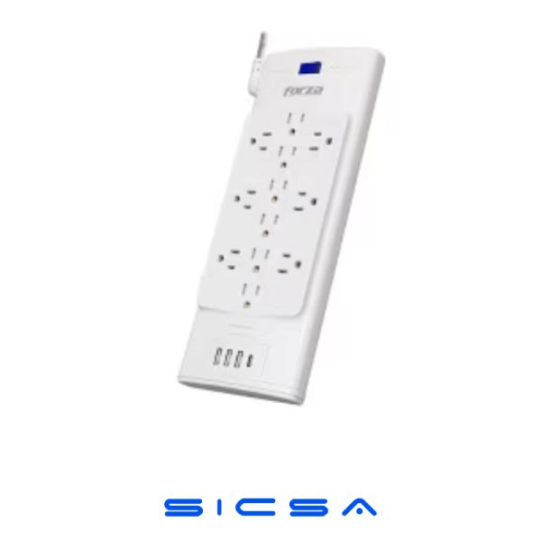 REGLETA ELECTRICA 12 SALIDAS 3- USBA 1-USBC 110V COLOR BLANCO FORZA ...